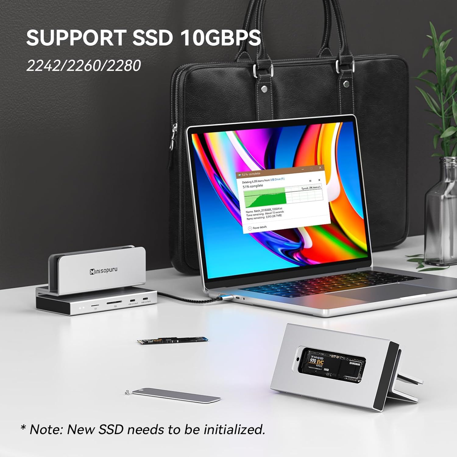 Minisopuru Laptop Docking Station Stand Support M.2 NVMe SSD(Not ...