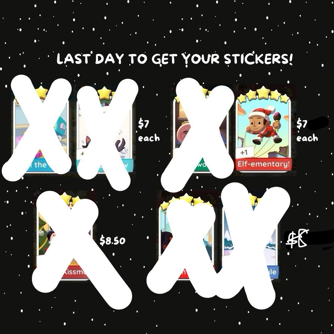 Monopoly Go 5* Stickers (Set 13-15 included) Roll the Dice Joyful Snow ...