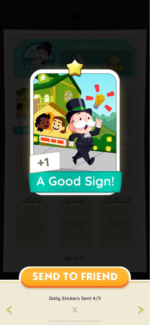 Monopoly GO sticker - A good Sign (Set 9), Video Gaming, Gaming ...
