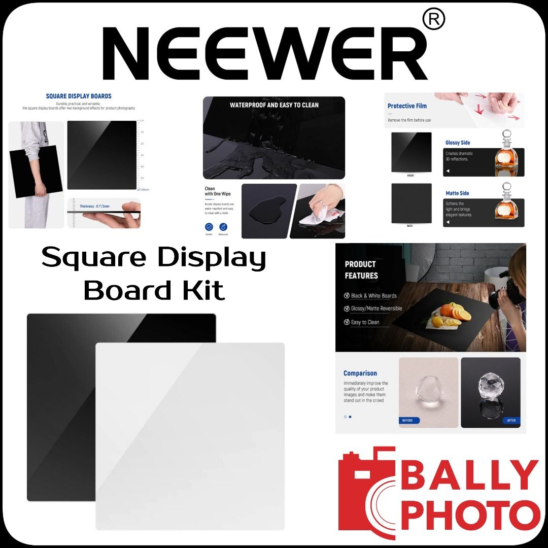 Neewer Square Product Display Board Kit (Black and White, 12 x 12 ...
