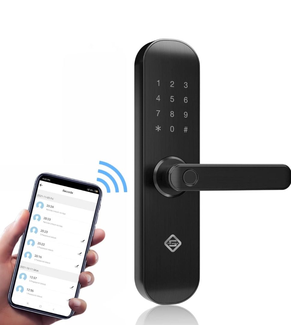 PINEWORLD E202 Tuya WiFi and Bluetooth Smart Lock, Fingerprint keyless ...