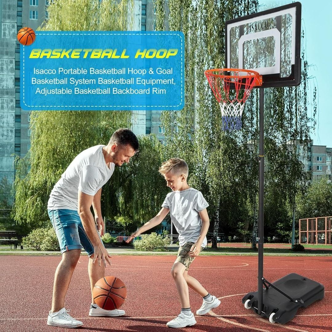 Portable Indoor/Outdoor Basketball Hoop Stand with Wheels For Easy ...