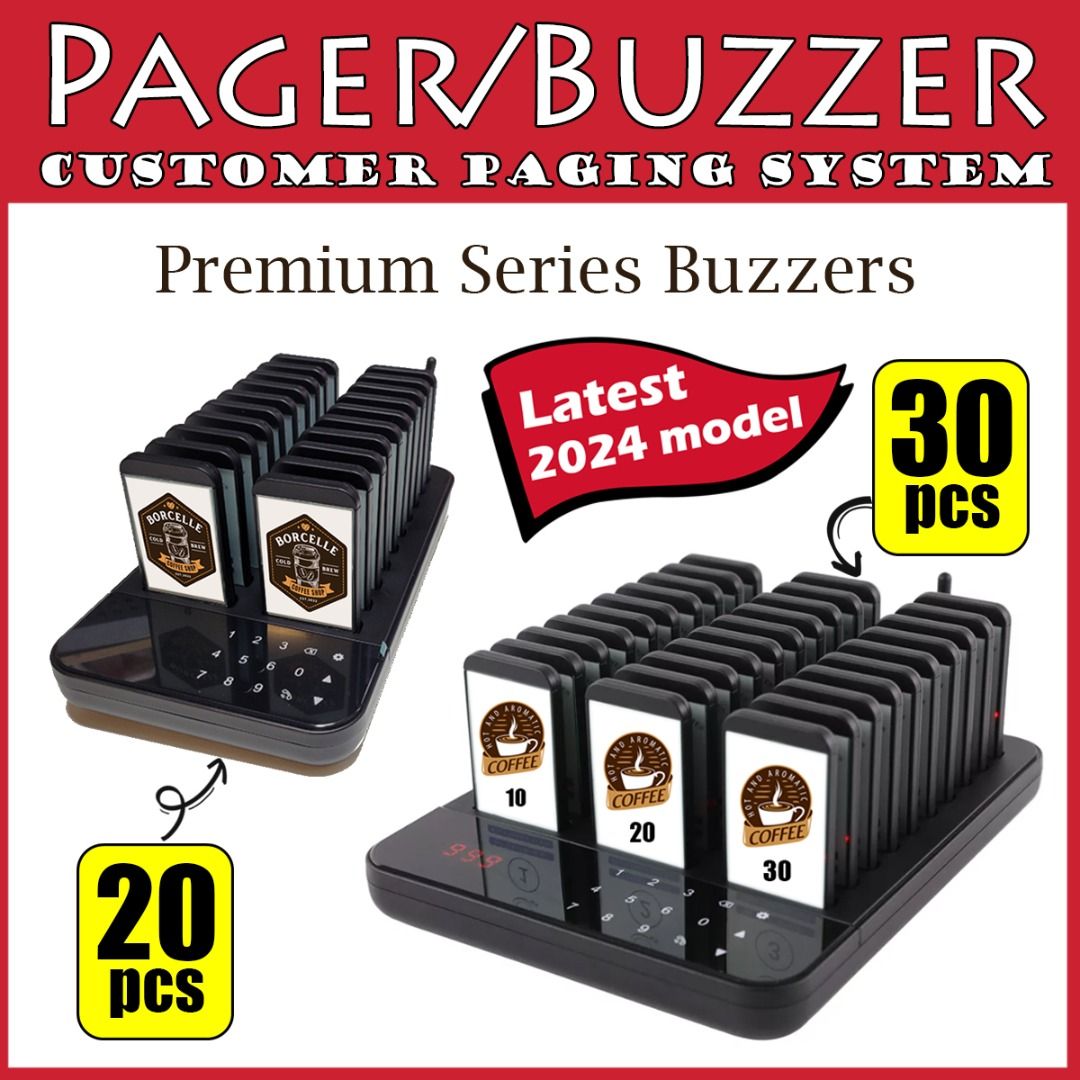 Premium 30pcs Pager Buzzer set Paging System Hawker Centre Wireless F&B ...
