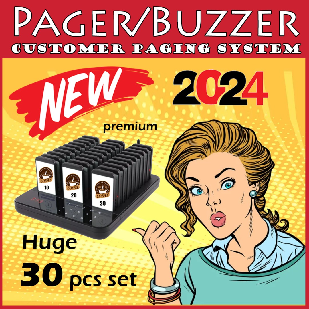 Premium 30pcs Pager Buzzer set Paging System Hawker Centre Wireless F&B ...