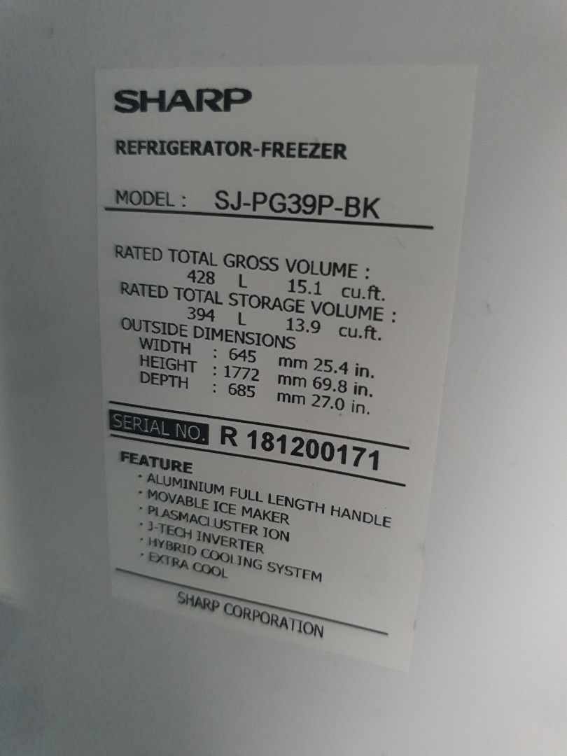 Sharp 2 Door Fridge, TV & Home Appliances, Kitchen Appliances ...