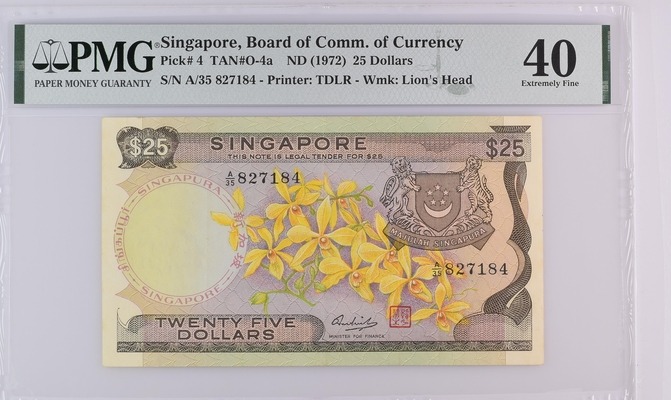 Singapore Orchid Series $25 Note PMG40, Hobbies & Toys, Memorabilia & Collectibles, Currency on ...