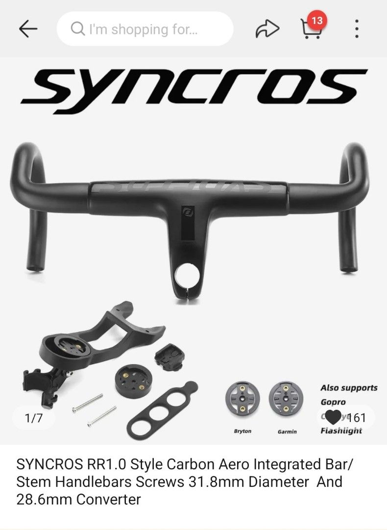 Syncros integrated carbon drop bar (OEM), Sports Equipment, Bicycles ...