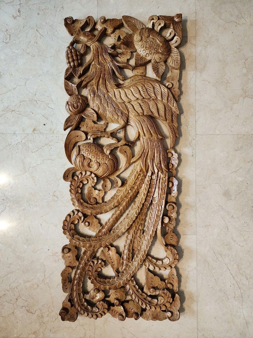 Teak Wood Phoenix Carving, Furniture & Home Living, Home Decor, Other ...