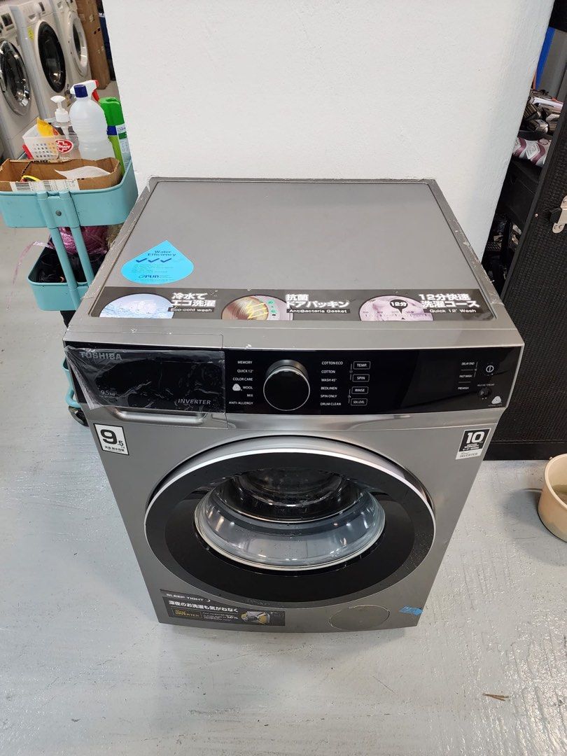 TOSHIBA 9.5KG FRONT LOAD WASHING MACHINE TW-BH105M4S, TV & Home Appliances, Washing Machines and ...