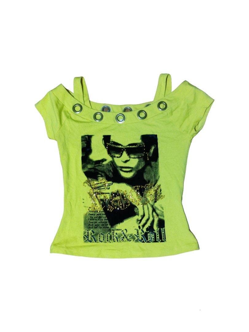 Y2K PUNK ROCK N' ROLL OFF SHOULDER, Women's Fashion, Tops, Others Tops ...