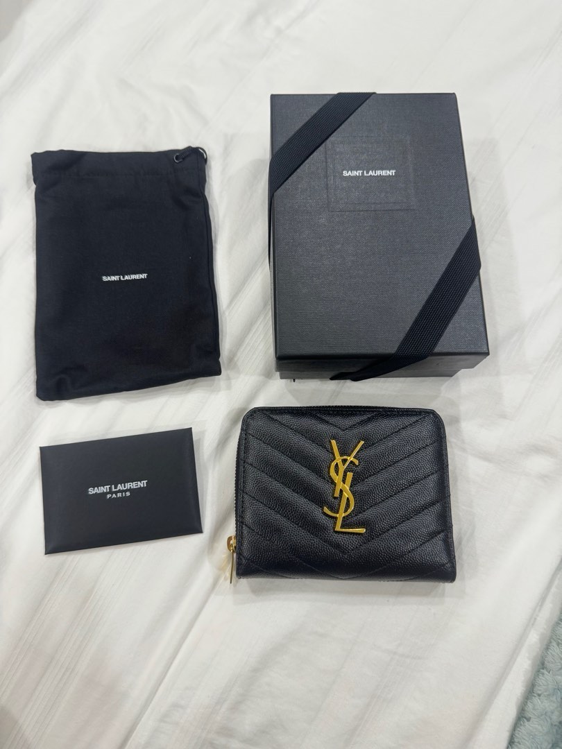YSL Saint Laurent CASSANDRE MATELASSÉ COMPACT ZIP AROUND WALLET, Luxury ...