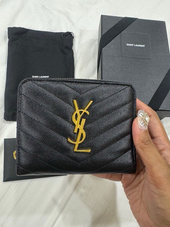 YSL Saint Laurent CASSANDRE MATELASSÉ COMPACT ZIP AROUND WALLET, Luxury ...