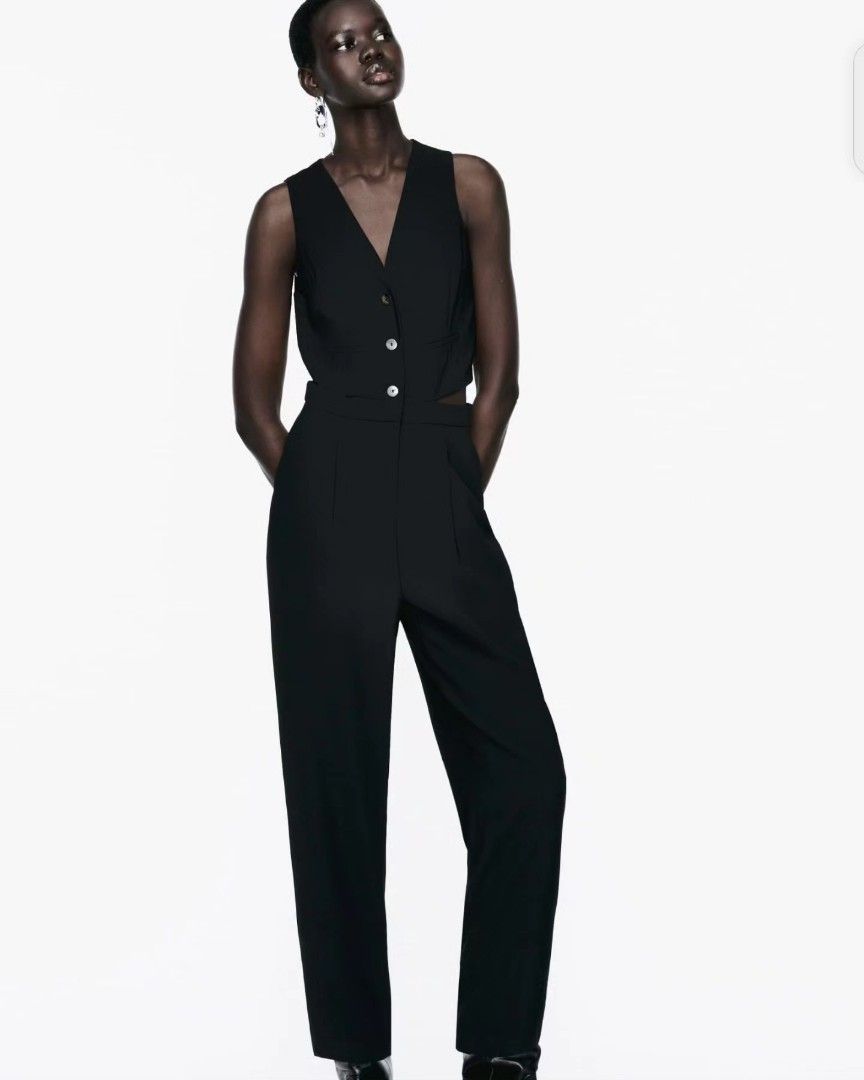 ZARA waistcoat jumsuit with darts, Women's Fashion, Dresses & Sets ...