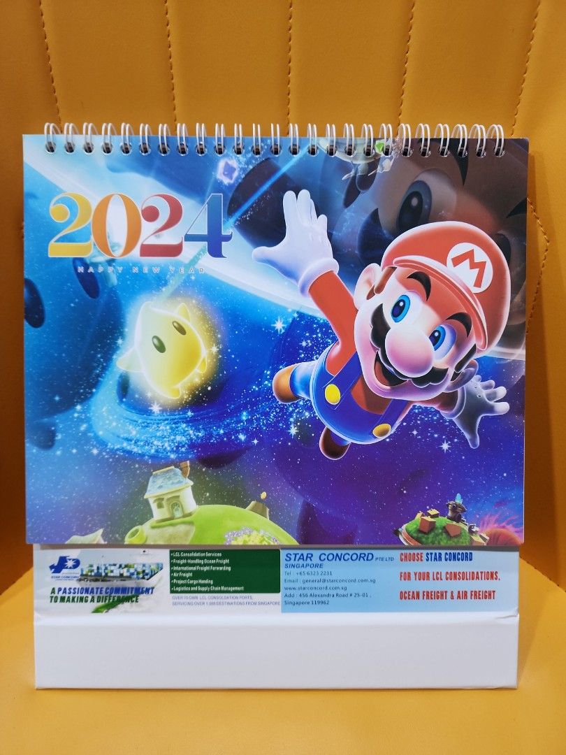 2024 SUPER MARIO BIG DESK CALENDER, Everything Else on Carousell