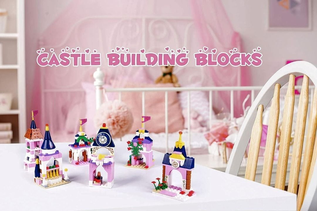 6IN1 Princess Castle Building Block Friend Pink Dream Playhouse for ...