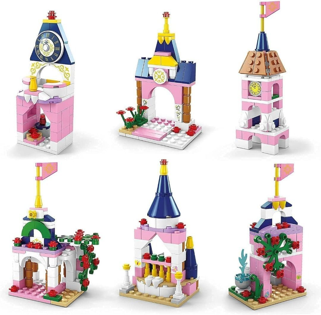 6IN1 Princess Castle Building Block Friend Pink Dream Playhouse for ...