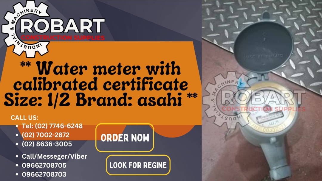 ** Water meter with calibrated certificate Size: 1/2 Brand: asahi ...