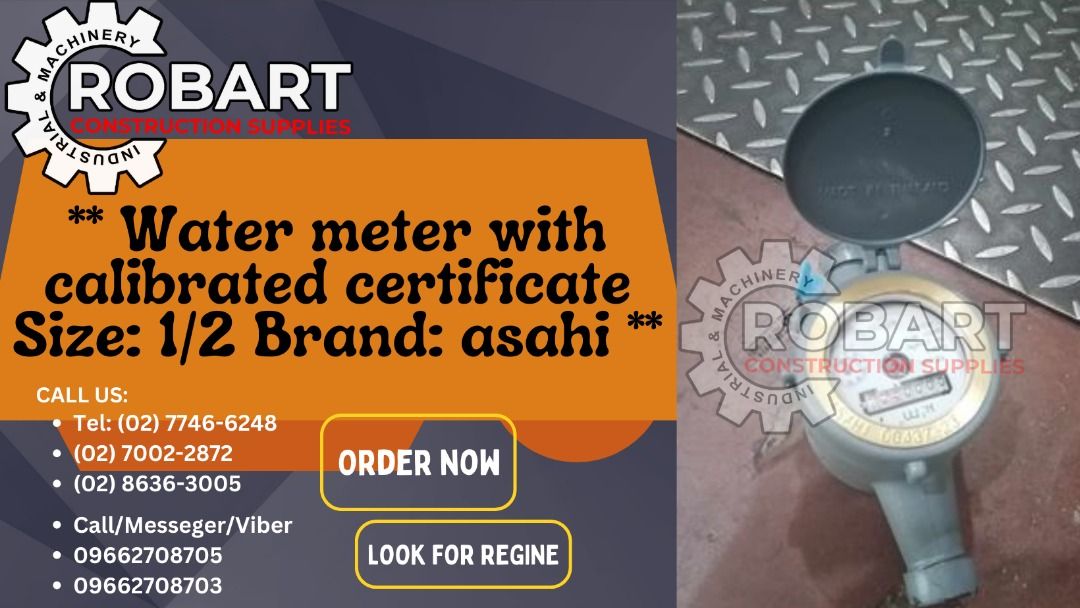 ** Water meter with calibrated certificate Size: 1/2 Brand: asahi ...