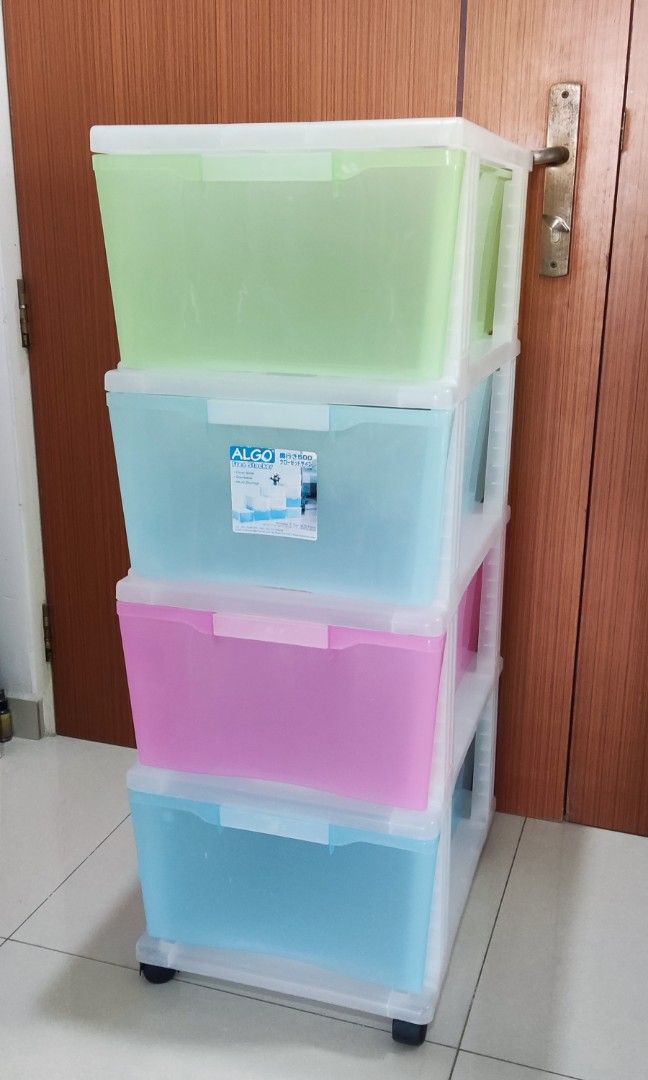(Free Home Delivery) Algo 4 tiers plastic storage drawer, Furniture ...
