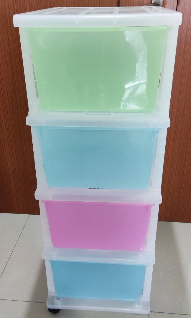 (Free Home Delivery) Algo 4 tiers plastic storage drawer, Furniture ...