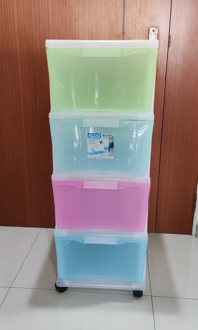 (Free Home Delivery) Algo 4 tiers plastic storage drawer, Furniture ...