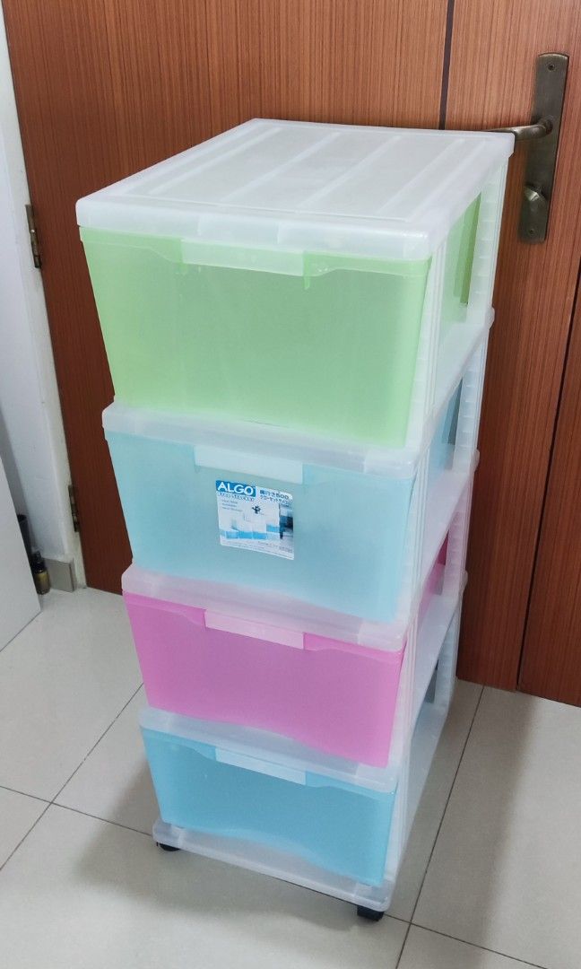 (Free Home Delivery) Algo 4 tiers plastic storage drawer, Furniture ...