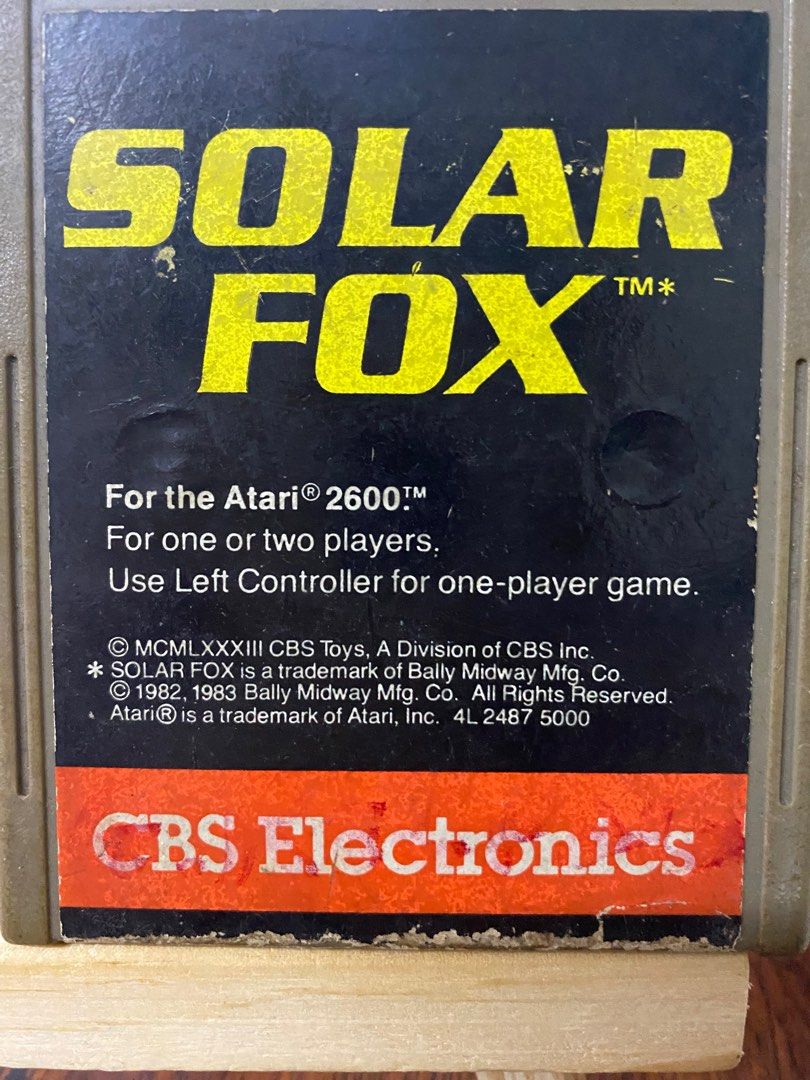 ATARI 2600 VGC - CBS ELECTRONICS SOLAR FOX VIDEO GAME CARTRIDGE 1982 ...