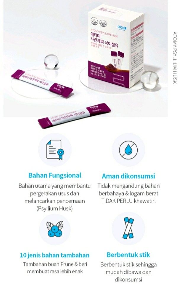 Atomy psyllium husk plus fiber drink minuman serat anti bloating ...