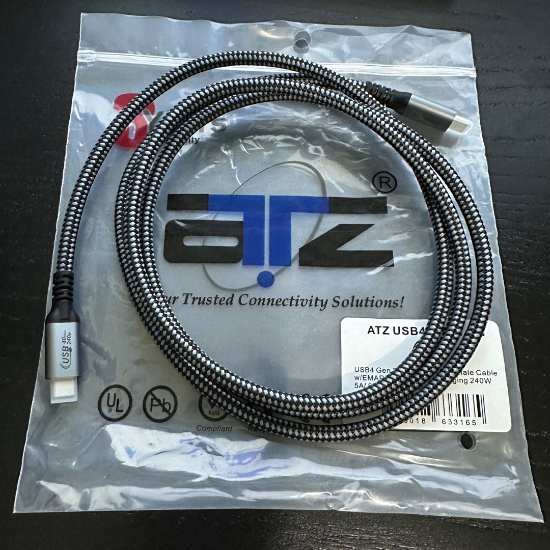 ATZ USB 4 Type-C Gen 3x2/2x2 (1.5m) Thunderbolt 4 Cable, Computers ...