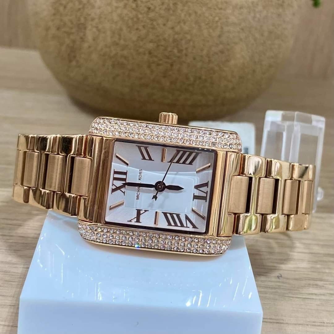 Authentic MK Petite Emery Champagne Dial Gold-tone Ladies Watch MK3324 ...