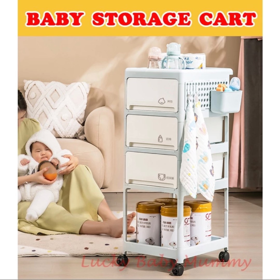 Baby storage trolley / cart with wheels, Babies & Kids, Bathing ...