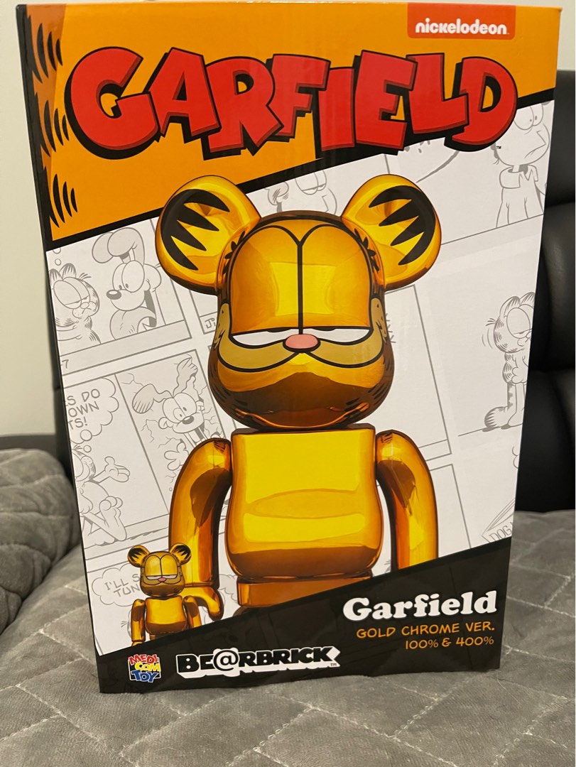 Bearbrick Garfield GOLD CHROME VER. 100% & 400%, Hobbies & Toys, Toys ...