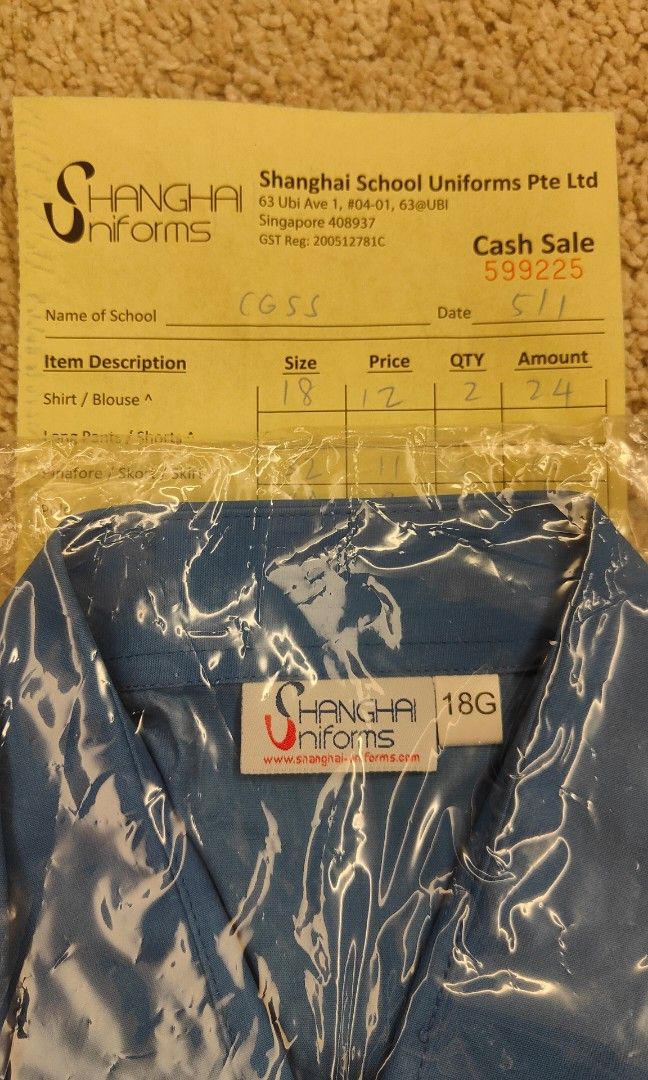 BN CGSS Blue Shirt Uniform Short sleeve shirt - cedar girls' secondary ...