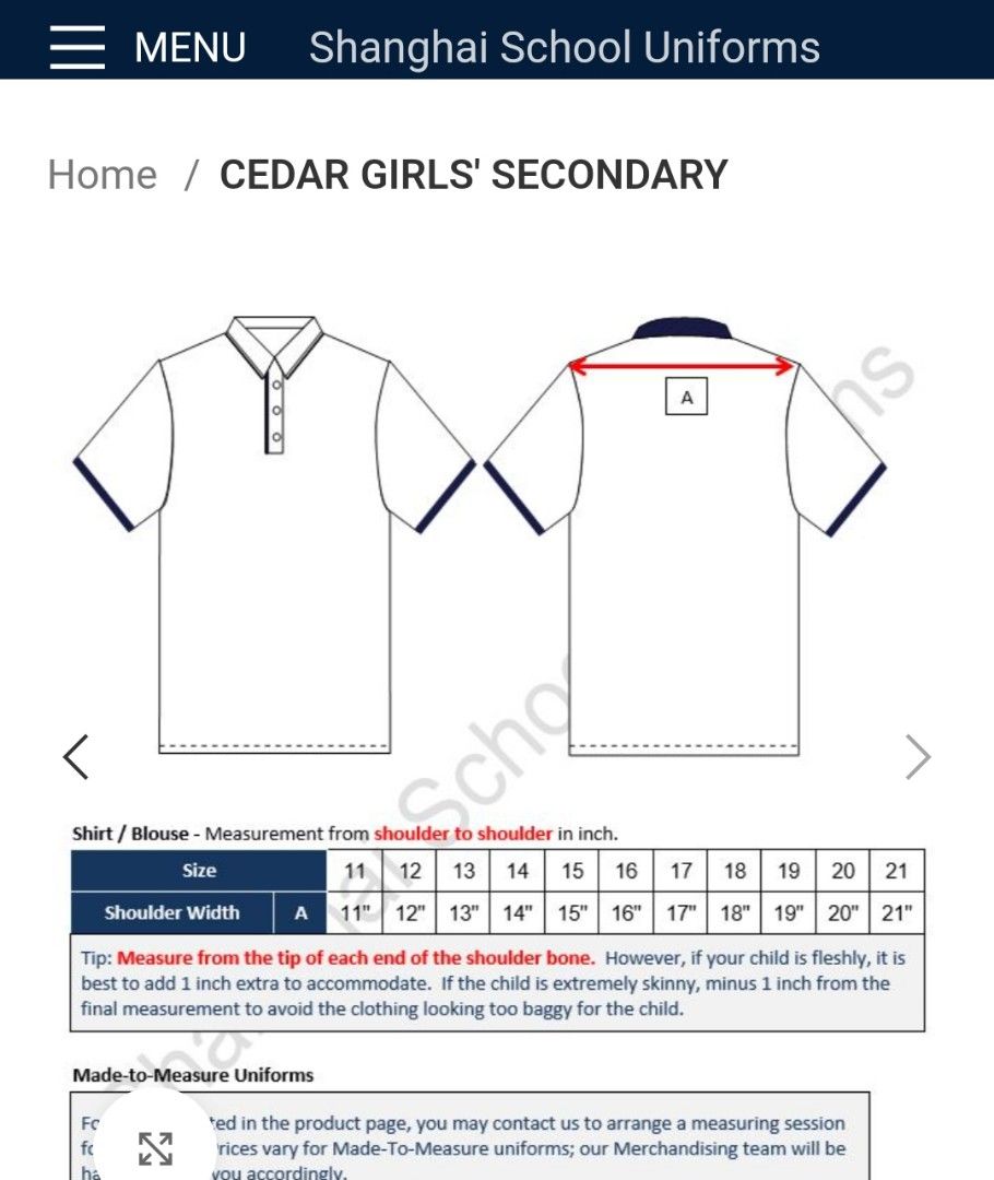 BN CGSS Blue Shirt Uniform Short sleeve shirt - cedar girls' secondary ...