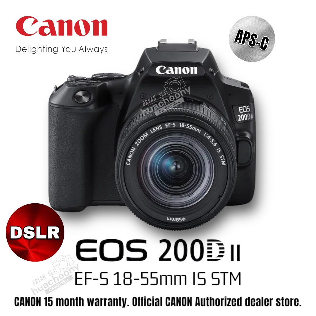 Canon EOS 200D Mark II DSLR Camera with 18-55mm IS STM ( YEAR 2024 ...
