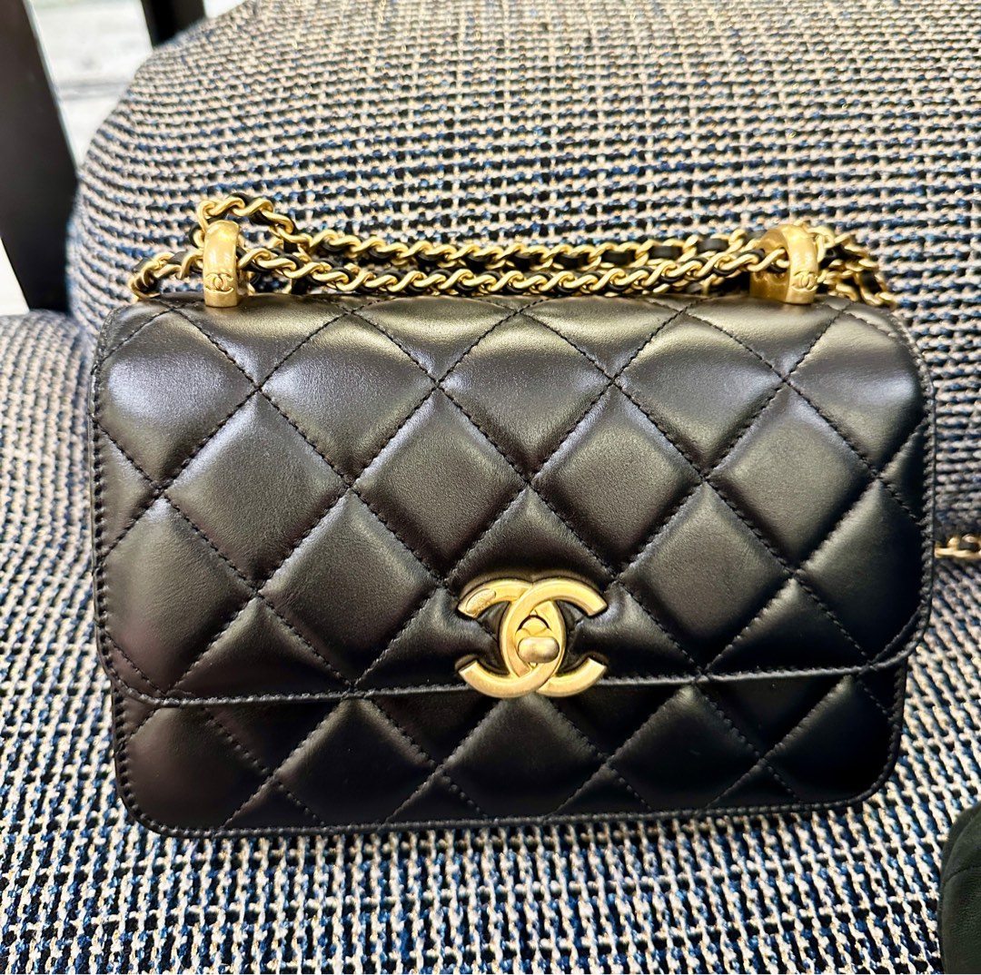 Chanel Double Pearl Mini CF 19cm, Luxury, Bags & Wallets on Carousell