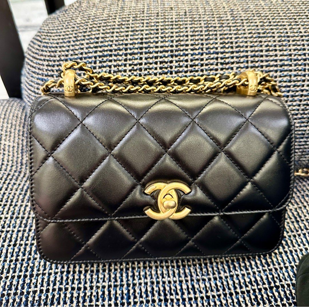 Chanel Double Pearl Mini CF 19cm, Luxury, Bags & Wallets on Carousell