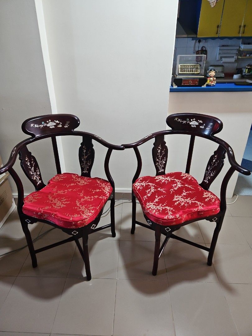 Chinese Rosewood Scholar Chair with Side Table, Furniture & Home Living ...