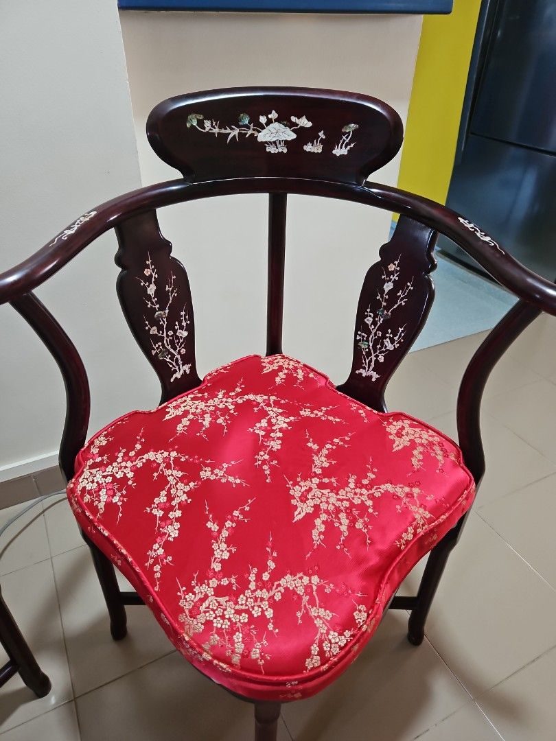 Chinese Rosewood Scholar Chair with Side Table, Furniture & Home Living ...