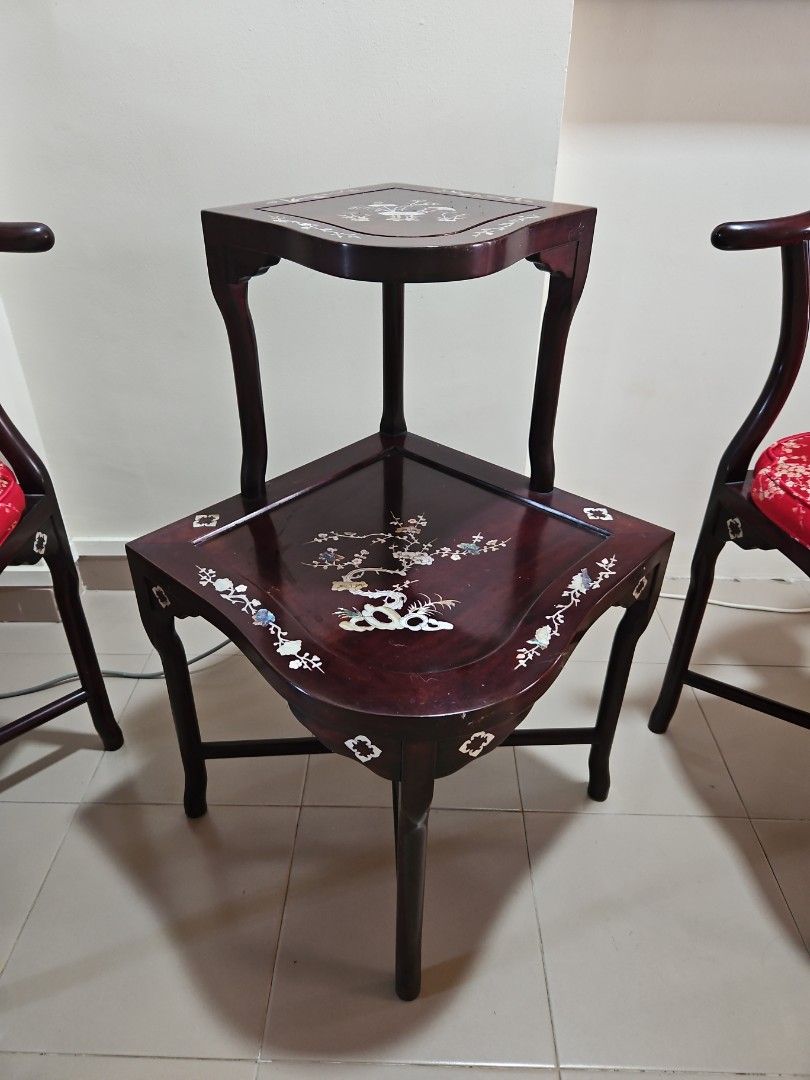 Chinese Rosewood Scholar Chair with Side Table, Furniture & Home Living ...