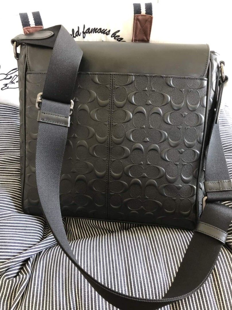 Coach Houston Map Bag In Signature Leather, Men's Fashion, Bags, Sling ...