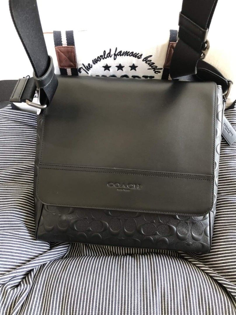 Coach Houston Map Bag In Signature Leather, Men's Fashion, Bags, Sling ...