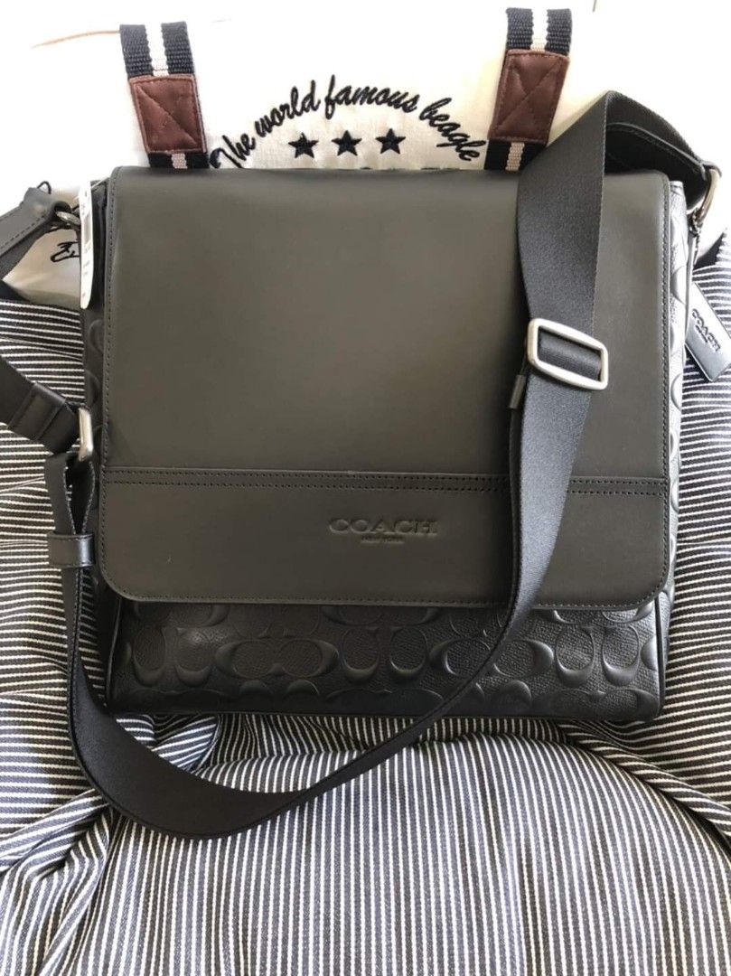 Coach Houston Map Bag In Signature Leather, Men's Fashion, Bags, Sling ...