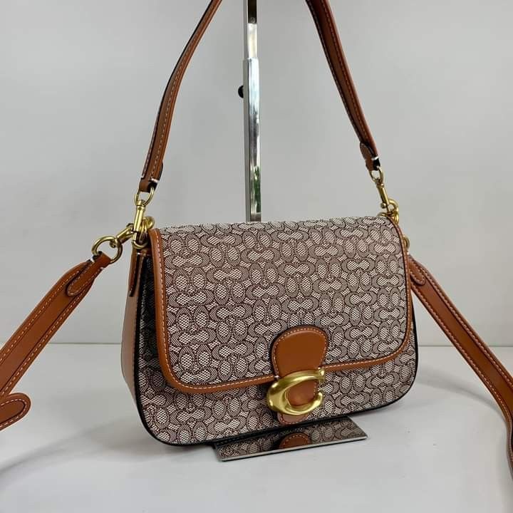 Coach Soft Tabby Shoulder Bag In Micro Signature Jacquard, Women's ...