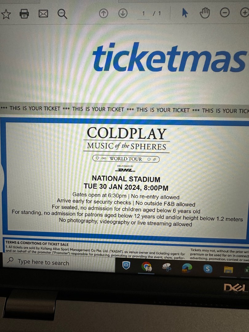 Coldpay SG concert ticket 30/1/24, Tickets & Vouchers, Event Tickets on ...