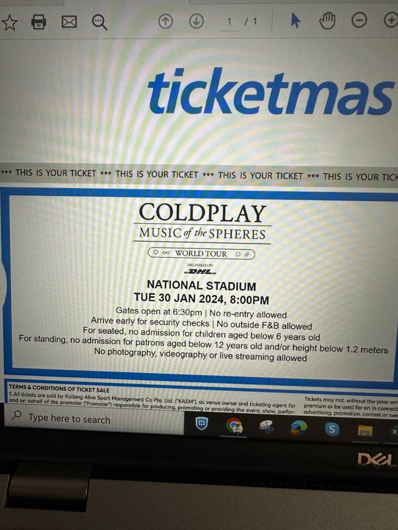 Coldpay SG concert ticket 30/1/24, Tickets & Vouchers, Event Tickets on ...