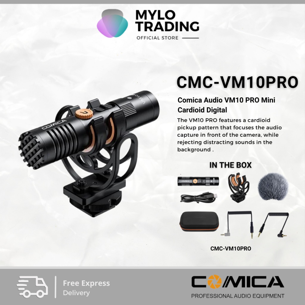 Comica CMC-VM10 PRO Audio Tech Pro Mini Cardioid Digital/Analog Shotgun Mic VM10, Audio ...