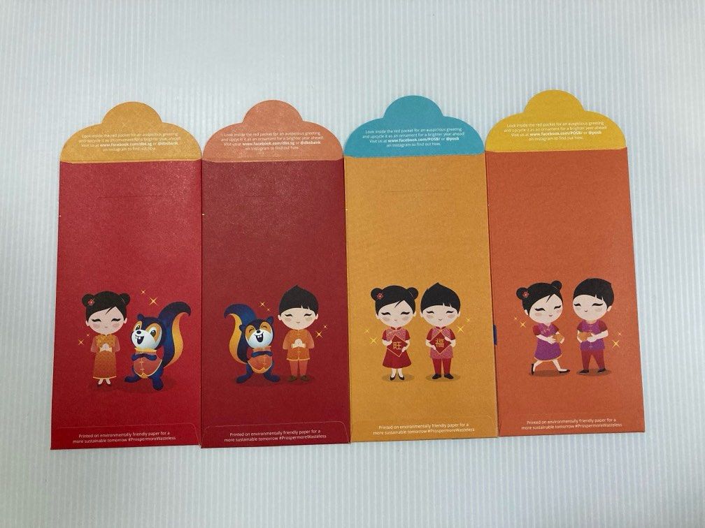 DBS/POSB Ang Pow / Red Packet - 1 pack 8 pcs, Hobbies & Toys ...