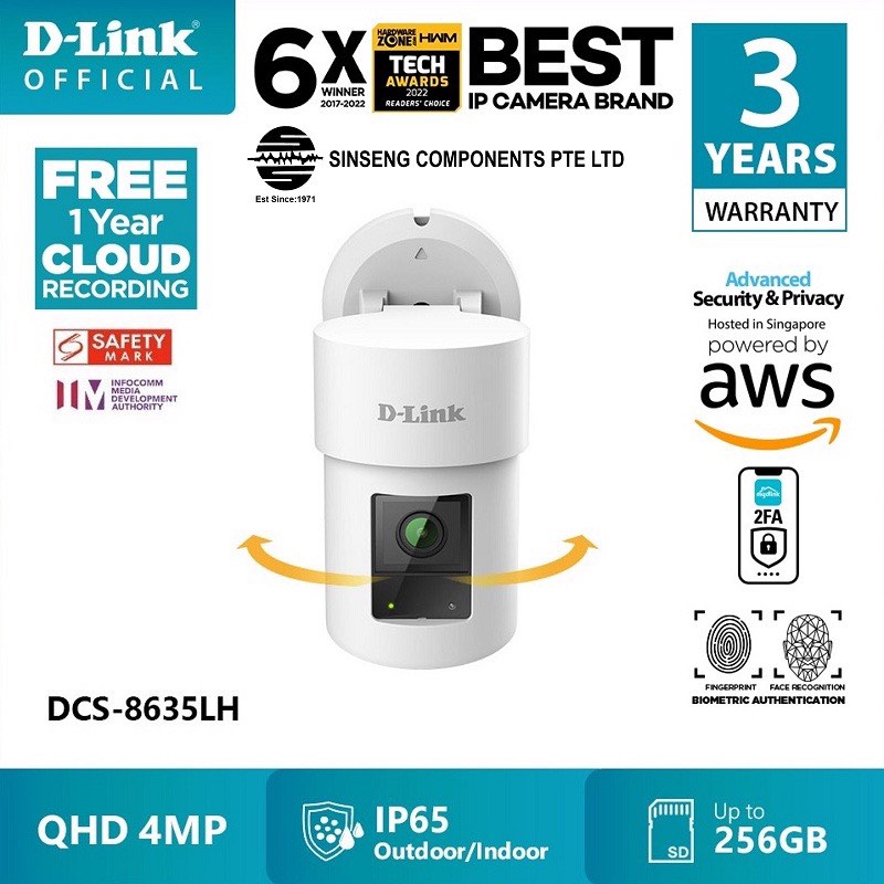 D-Link 5G QHD 4MP DCS-8635LH ONVIF Dual-Band Wifi 2K QHD Pan & Zoom ...