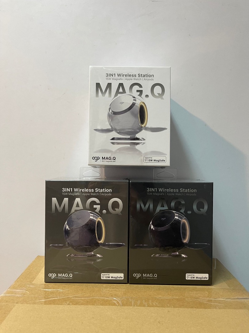 (全新現貨)EGO Mag.Q @ 3in1 15W Magsafe充電座 黑/白/灰3色, 手提電話, 電話及其他裝置配件, 充電器及電線 ...